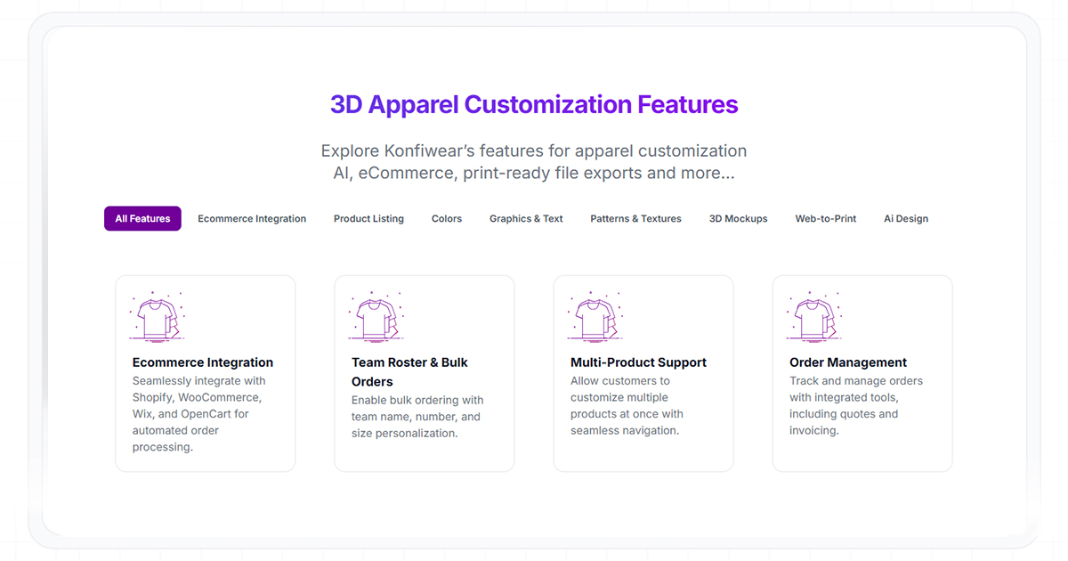 Advanced Apparel Customization & 3D Kit Designer Features | Konfiwear